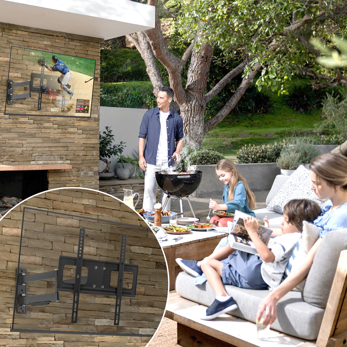 Outdoor TV Mount - Full Motion Swivel Weatherproof TV Wall Mount – ZeboZap