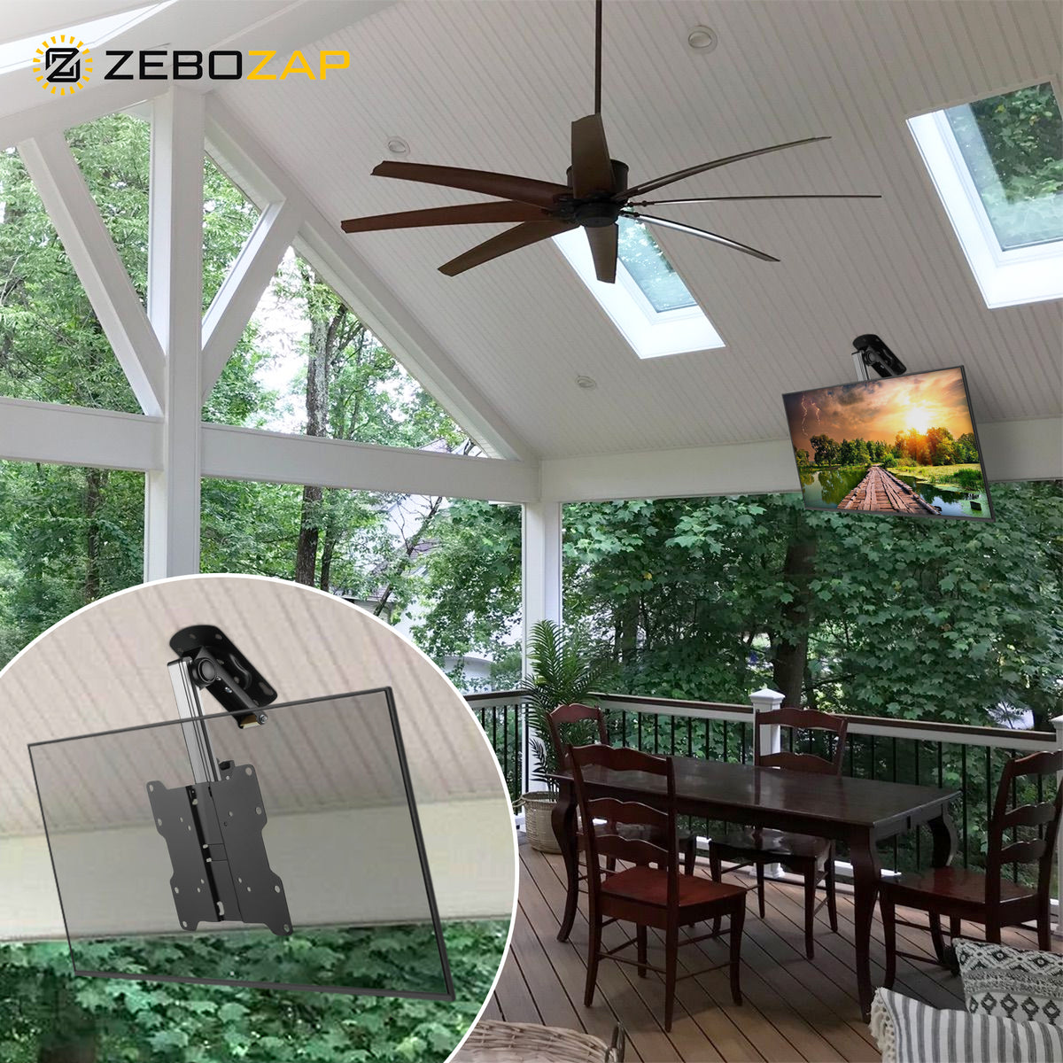 FOLD UP Ceiling TV Mount for Gazebo, Patio and Pergola – ZeboZap